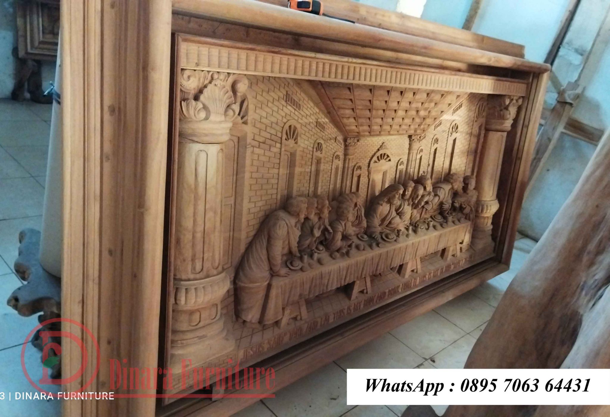 Frame Dinding Besar Ukiran Perjamuan Kayu Jati | Dinara Furniture ...